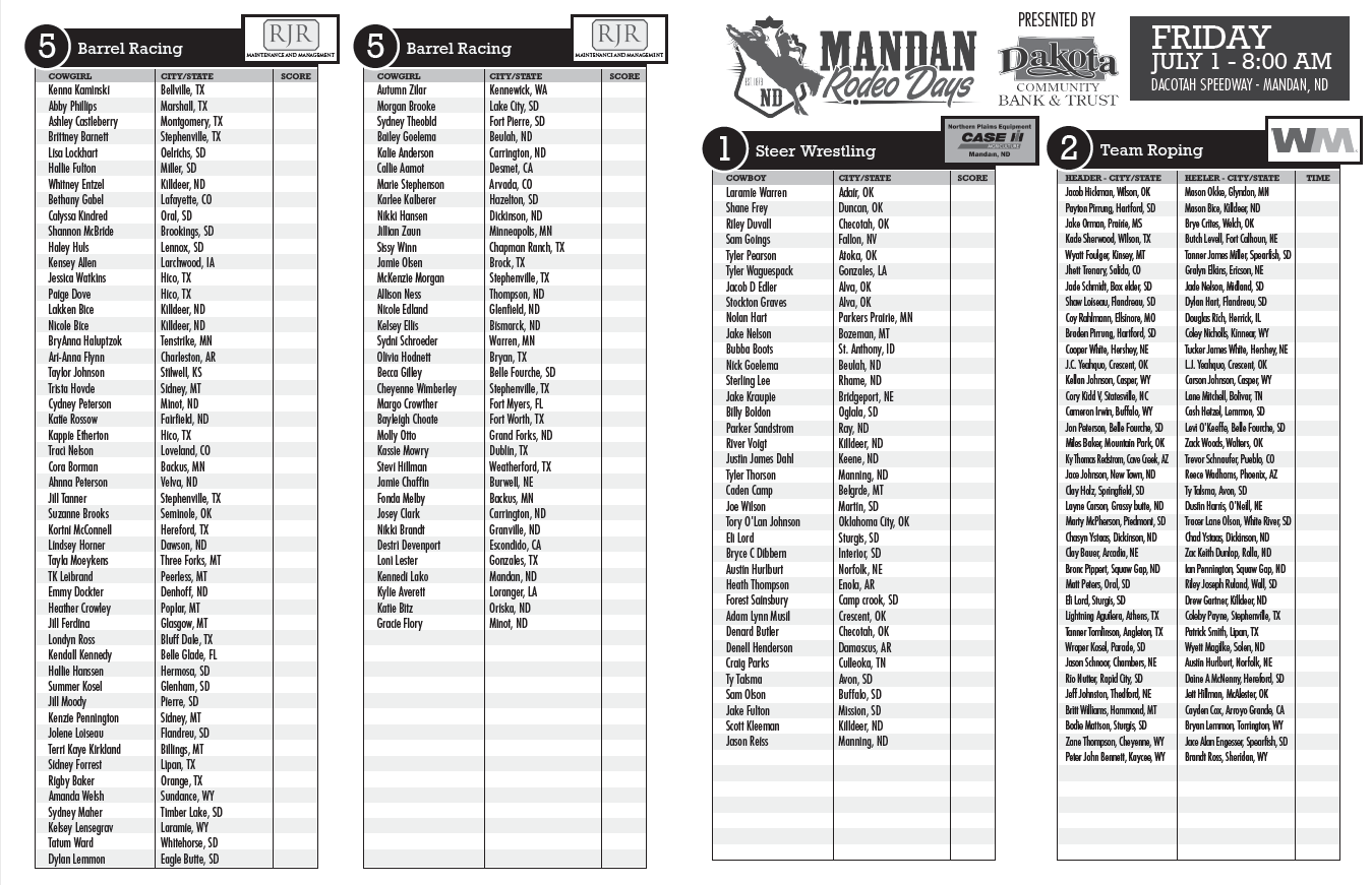 Competitors – MandanRodeo